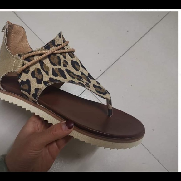 Shoes | Womens Summer Leopard Printed Zipper Flat Sandals | Poshmark